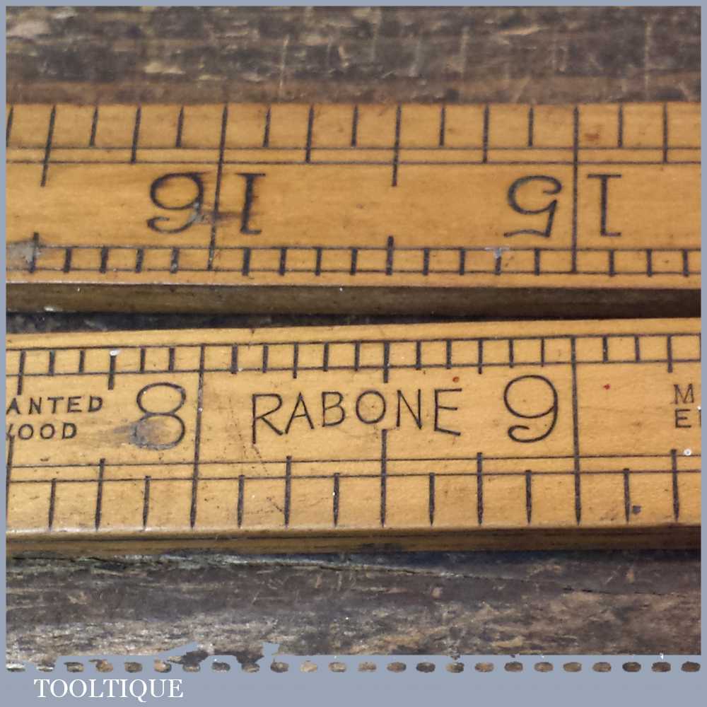 Vintage Rabone No: 1377 Boxwood Brass 24” Folding Ruler | Tooltique